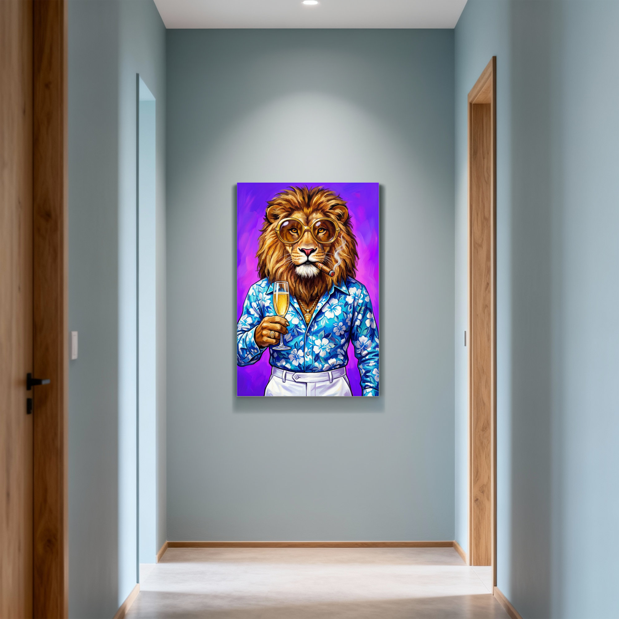 Mercer41 Animals Lion Wears Glasses And Cigar With Champagne | Wayfair