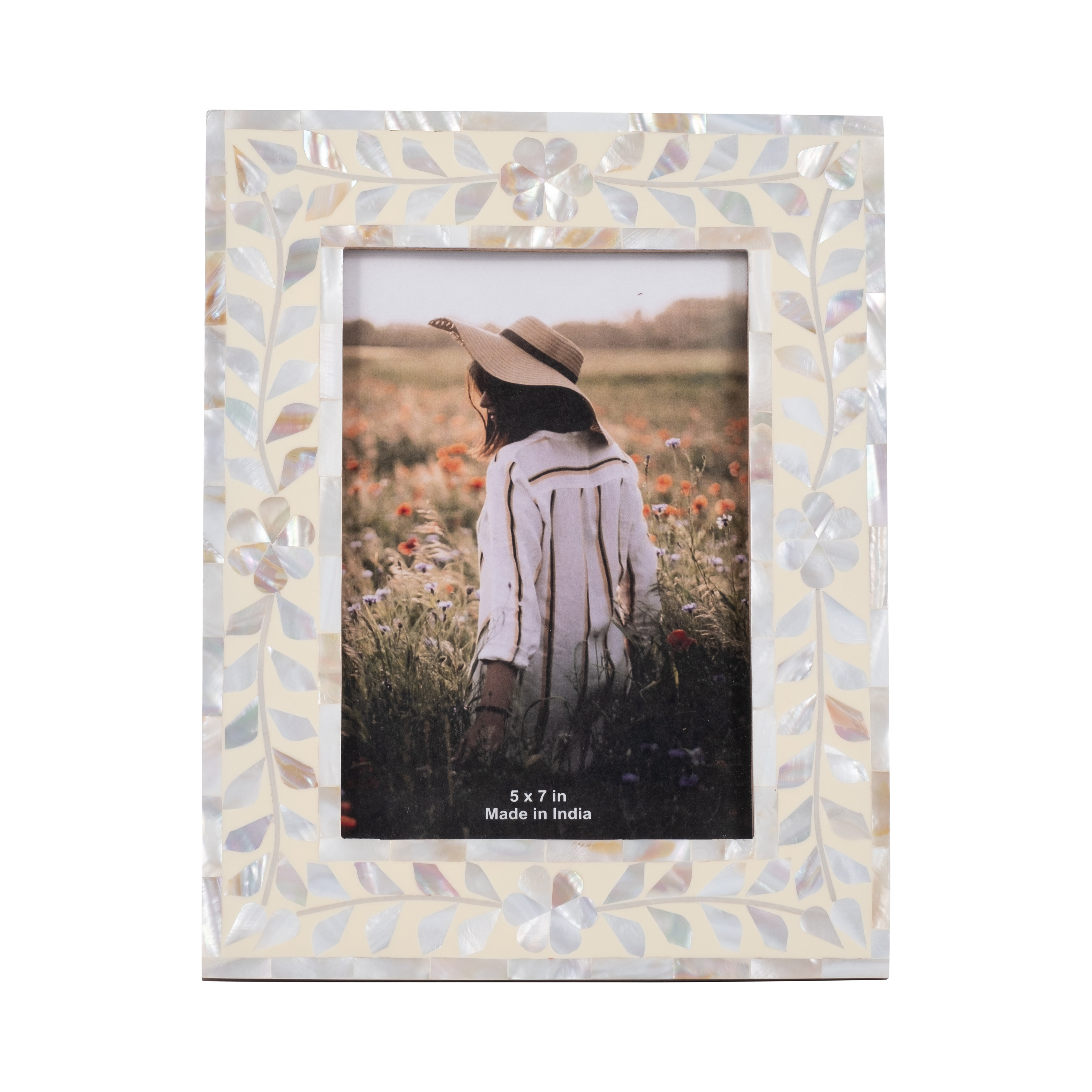 Red Barrel Studio® Mother Of Pearl Inlay Vine Photo Frame, Ivory ...