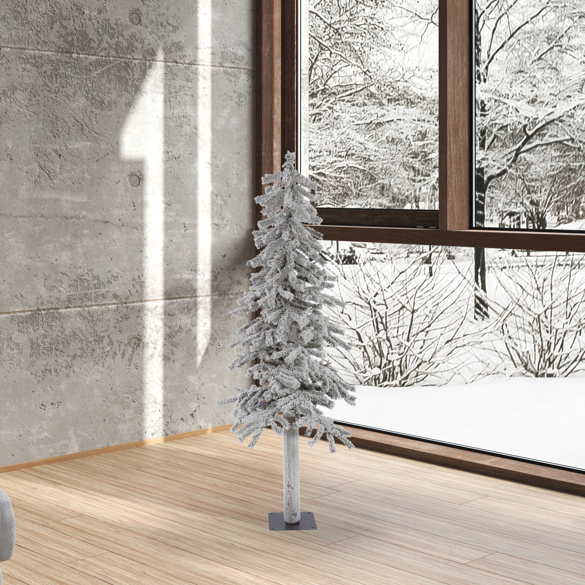 The Holiday Aisle® Flocked Alpine Artificial Christmas Tree & Reviews ...