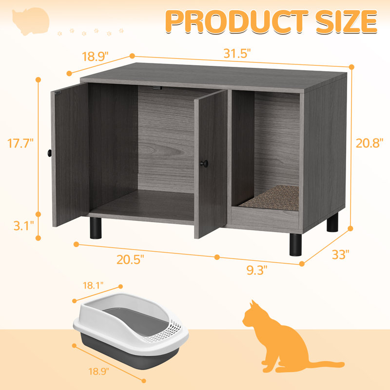 Tucker Murphy Pet™ Modern Cat Litter Box Enclosure With Cat Scratching ...