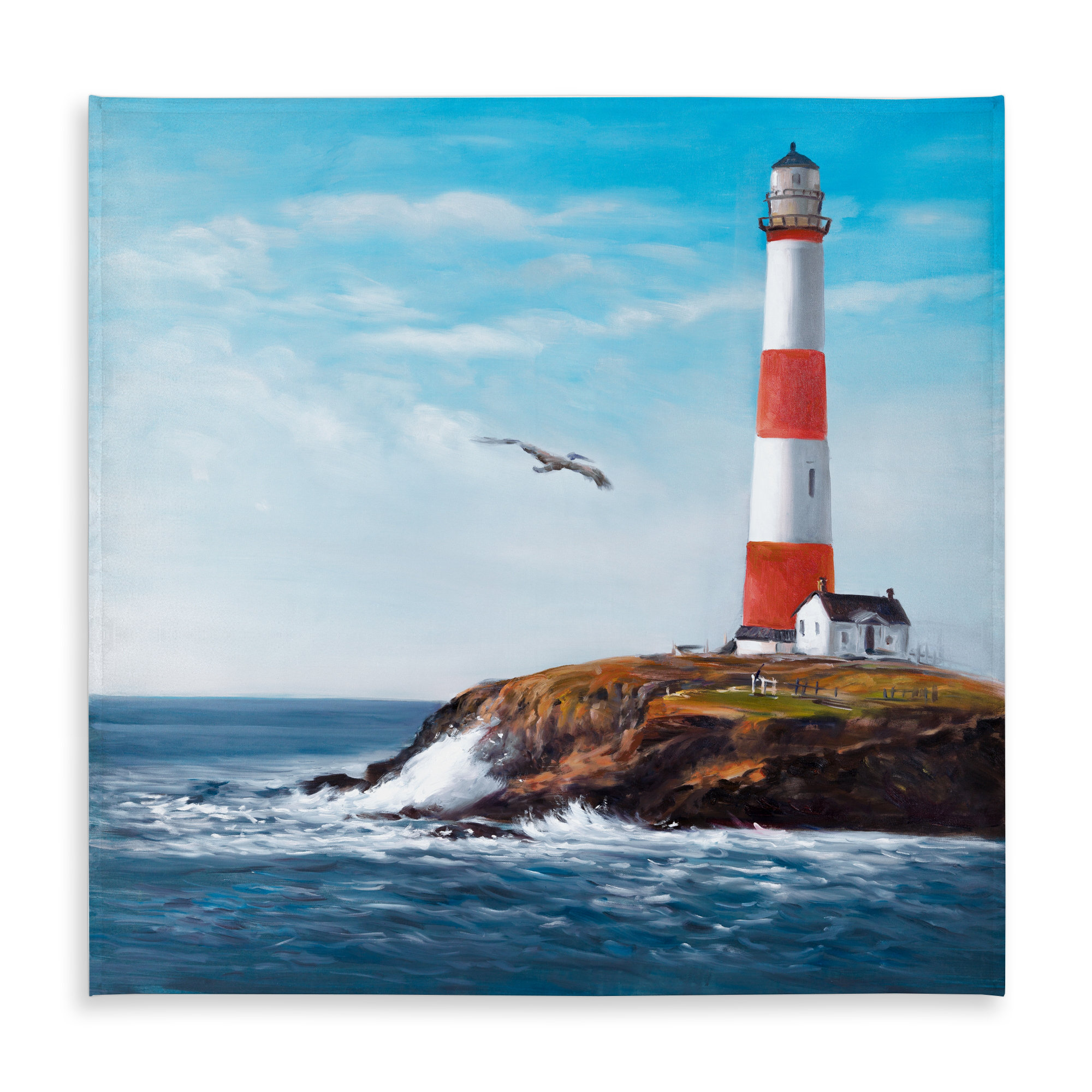 Red Barrel Studio® Lighthouse at the Edge of the Sea Tablecloth | Red ...