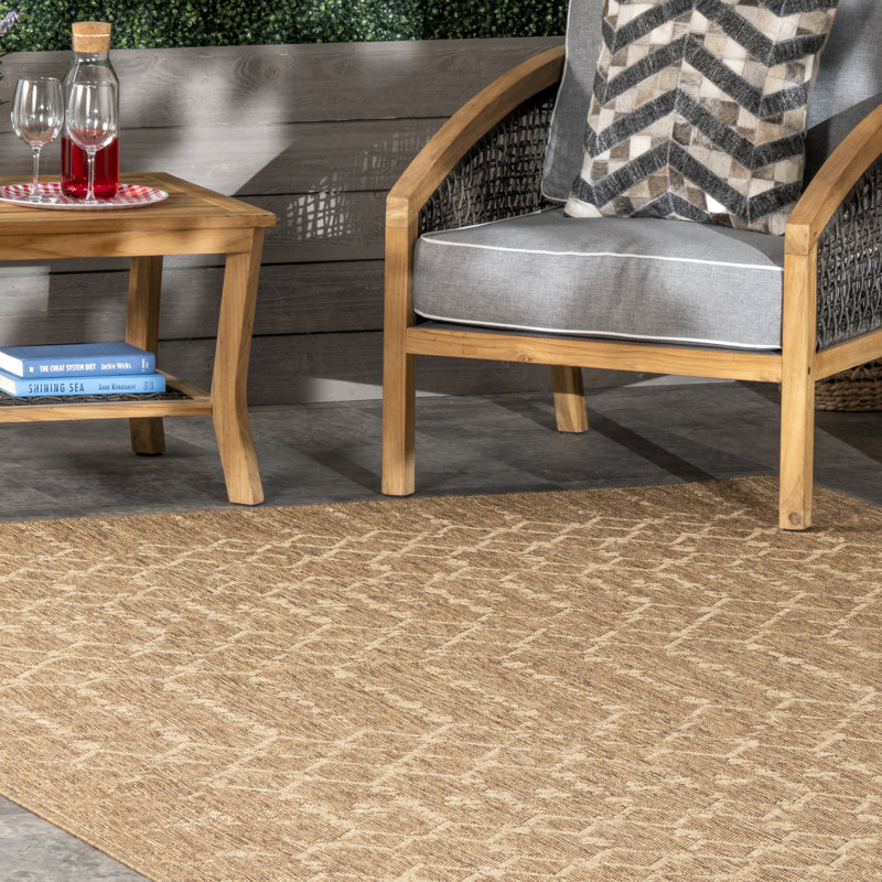 Union Rustic Edelstein Moroccan Brown Indoor / Outdoor Area Rug ...