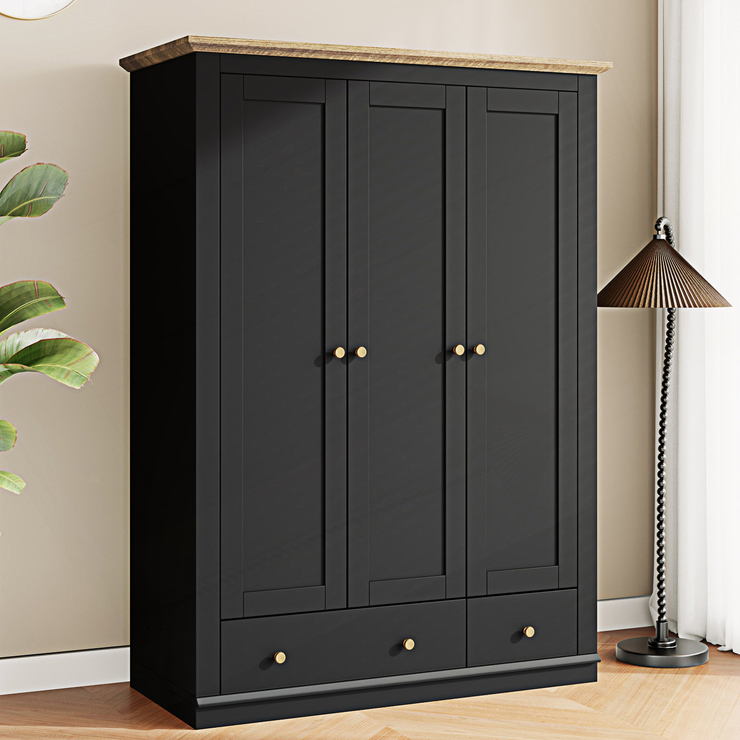 Red Barrel Studio® Modern 3 Doors Armoire Wardrobe Closet With 2 ...