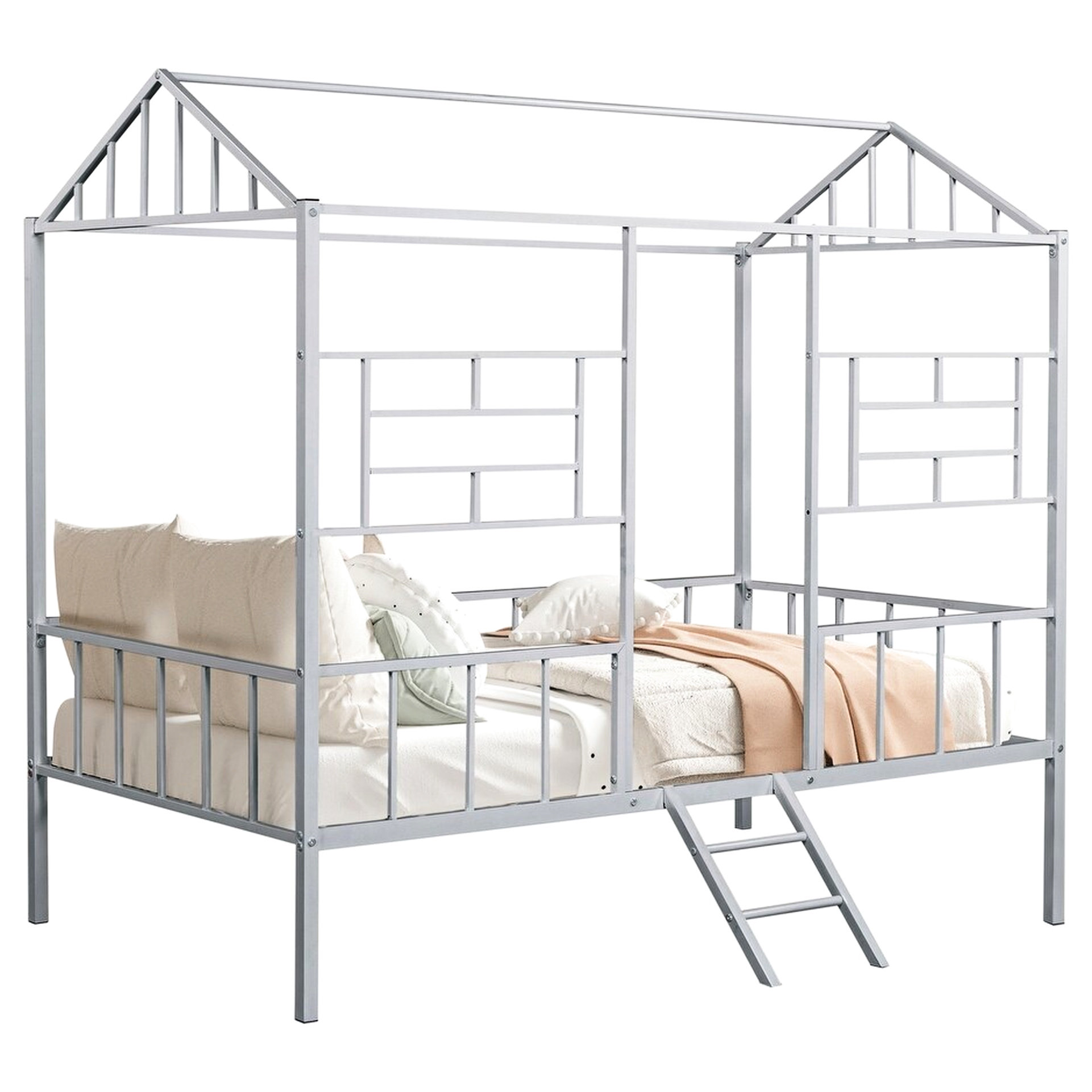 Latitude Run® Silver Twin Bunk Bed With Contemporary Aesthetic, House ...