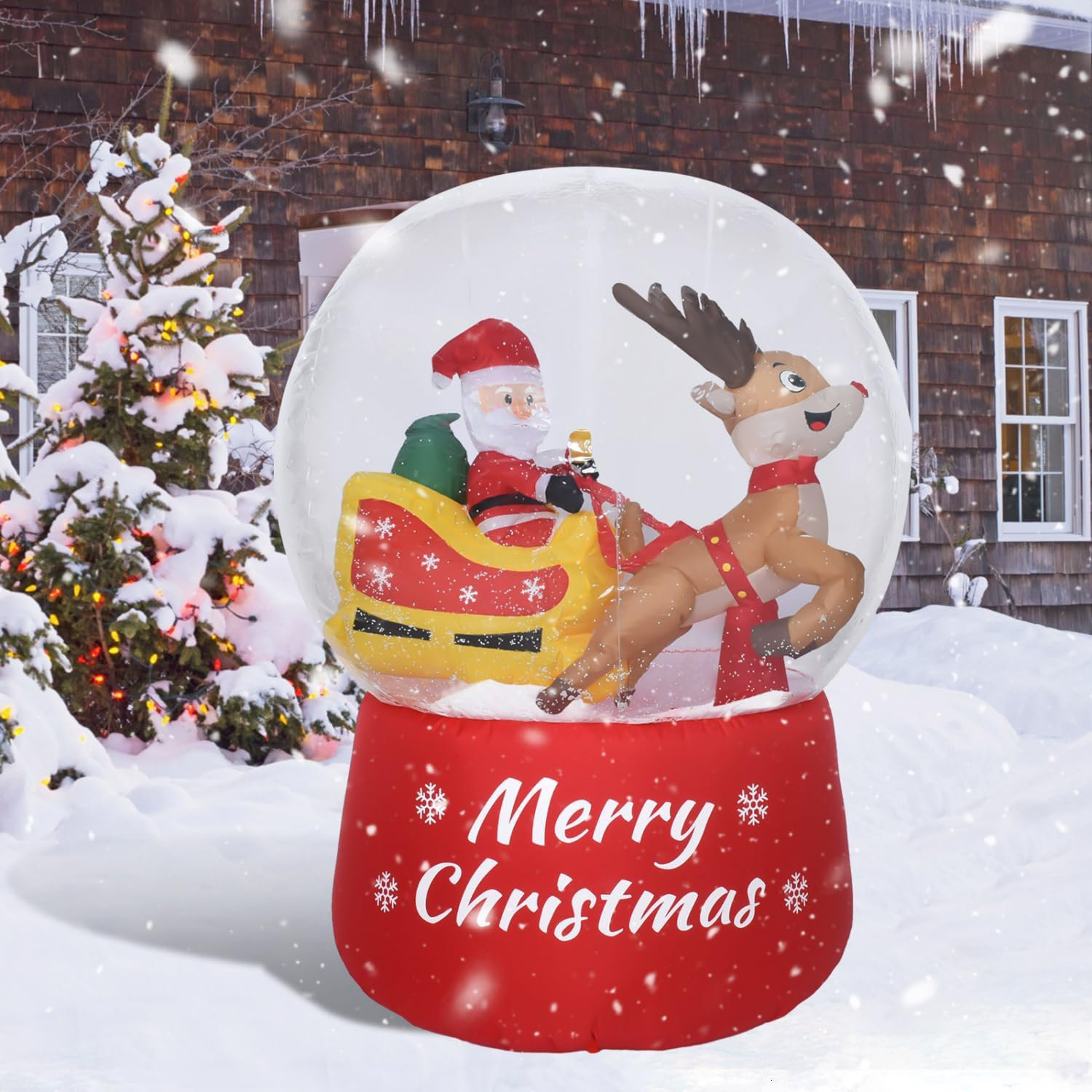 The Holiday Aisle® 5.9 FT Christmas Inflatable Snow Globe Yard ...