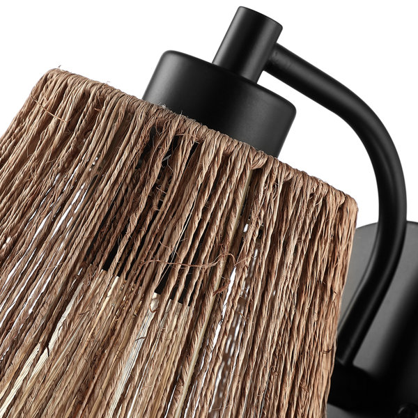 True Fine 7"h 1-light Bohemian Jute Rope Wall Sconce Light With Black ...