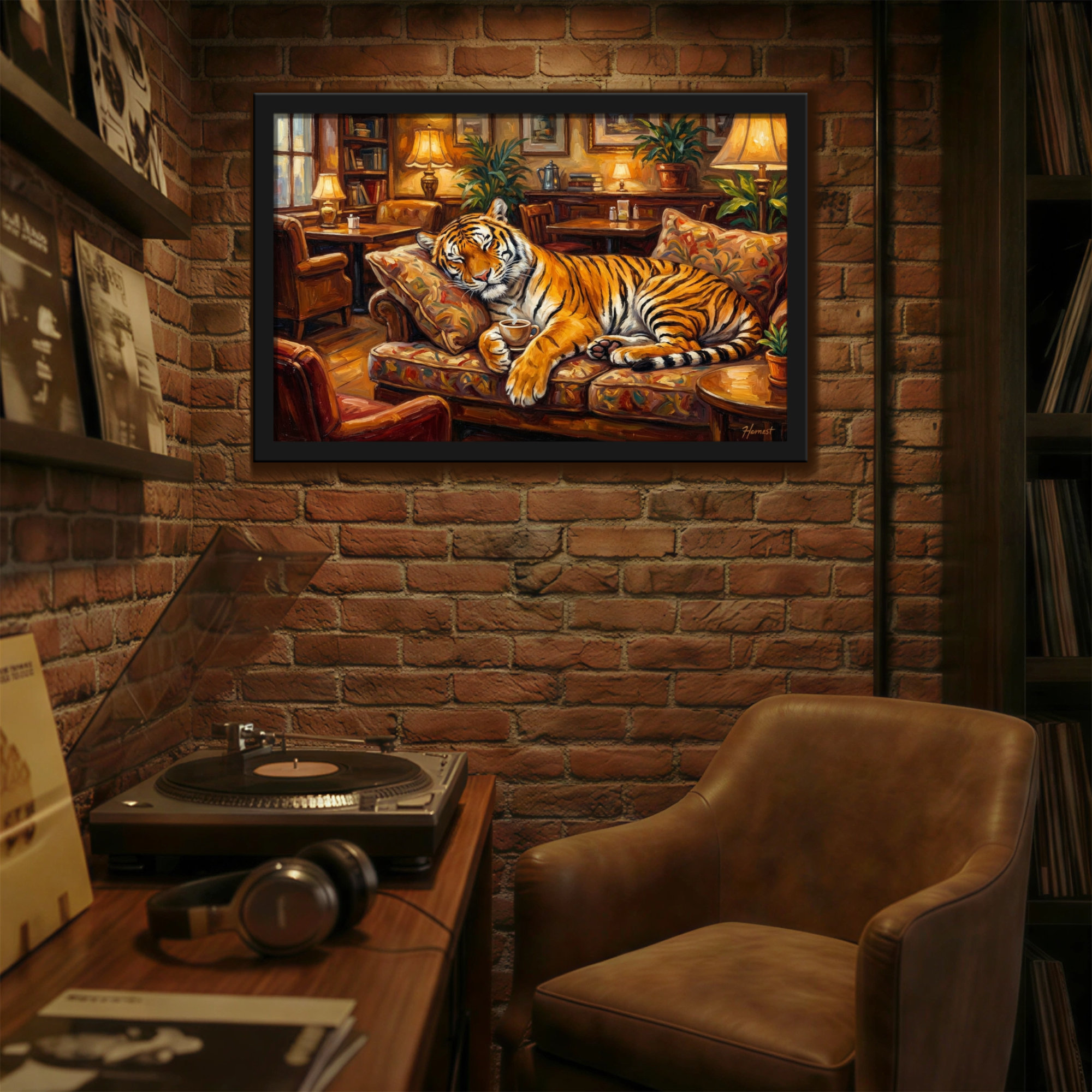 Astoria Grand Animals Tiger Resting On Couch In Cozy Living Room ...