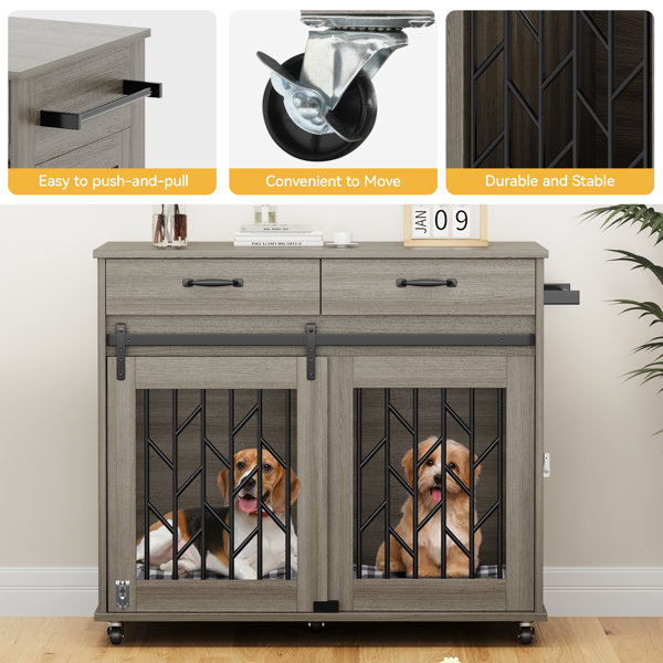 Tucker Murphy Pet™ 40"W Double Small Furniture-Style Wooden Dog Crates ...