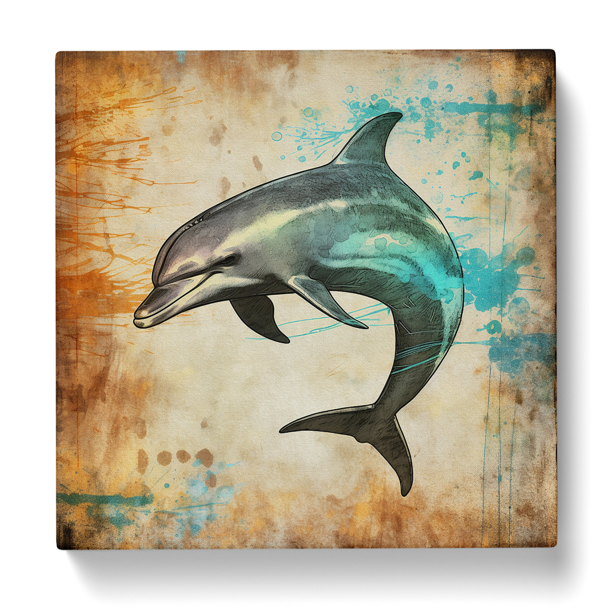 House of Hampton Dolphin Grunge Art | Wayfair.co.uk