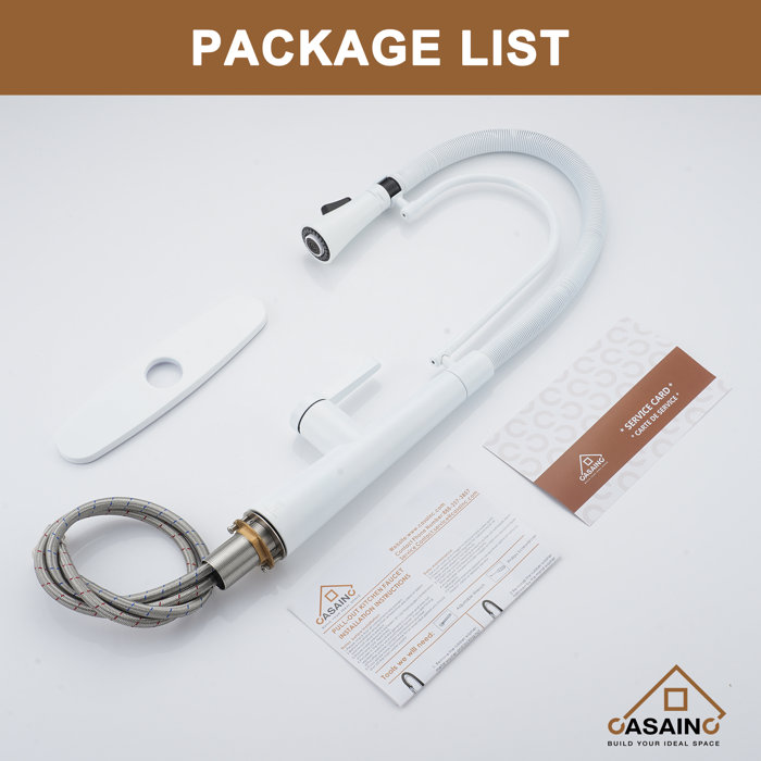 CASAINC Spring Neck Standard Kitchen Faucet with Dual-Function spray ...