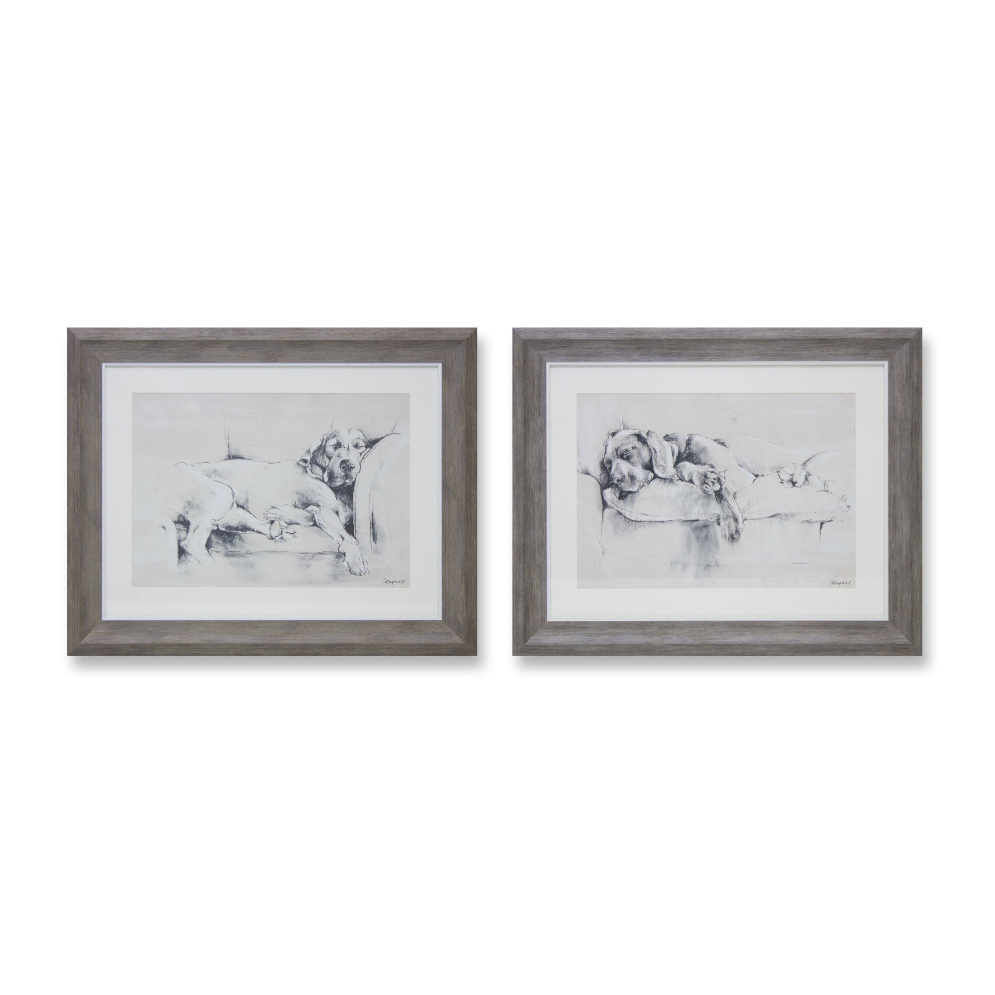 Melrose International Dog - 2 Piece Picture Frame Drawing Print Set on ...