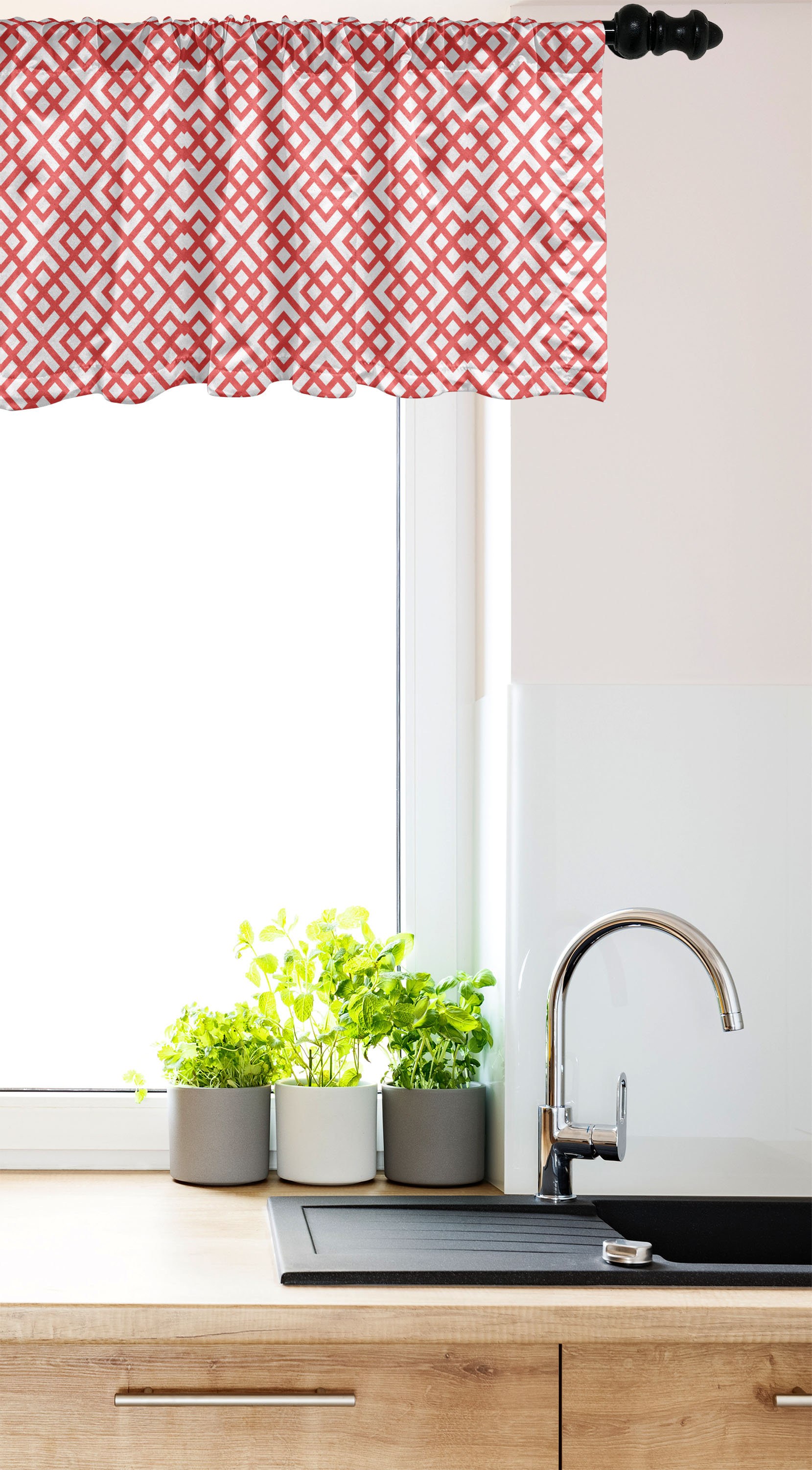 Ambesonne Pink Valance Pack of 2 Horizontal Image with Diamond Dark ...