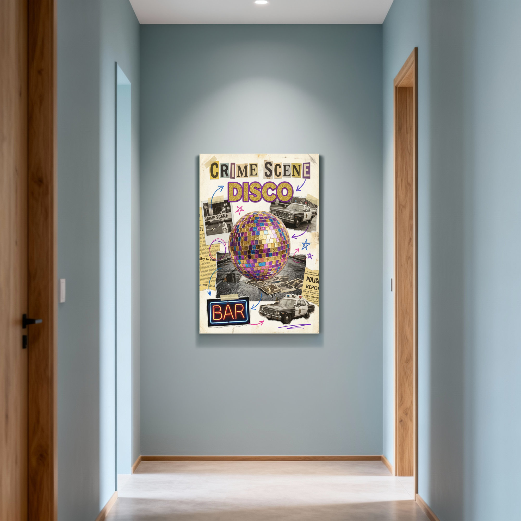 Mercer41 Fashion Crime Scene Disco Collage Pattern Print | Wayfair
