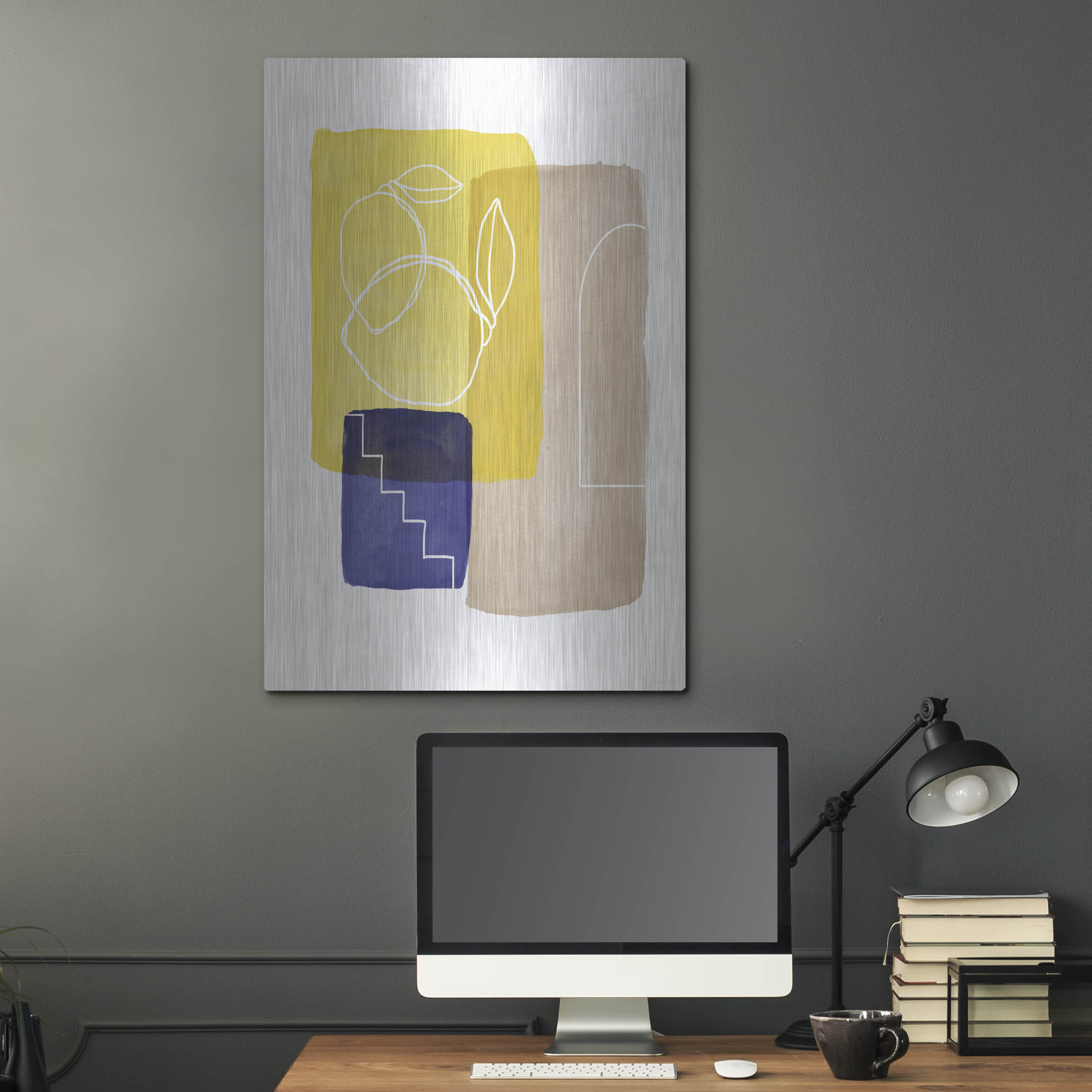 Ivy Bronx 'Lemon Pop Line Art' by Linda Woods Metal Wall Art | Wayfair