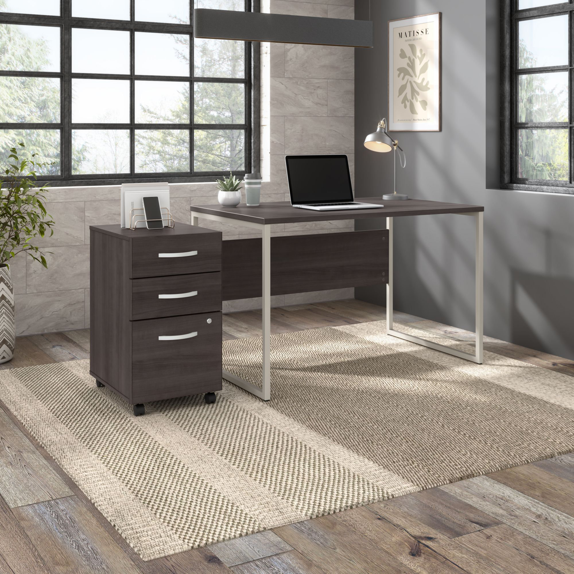 Bush Business Furniture Hybrid Desk and 3 Drawer Mobile Pedestal | Wayfair
