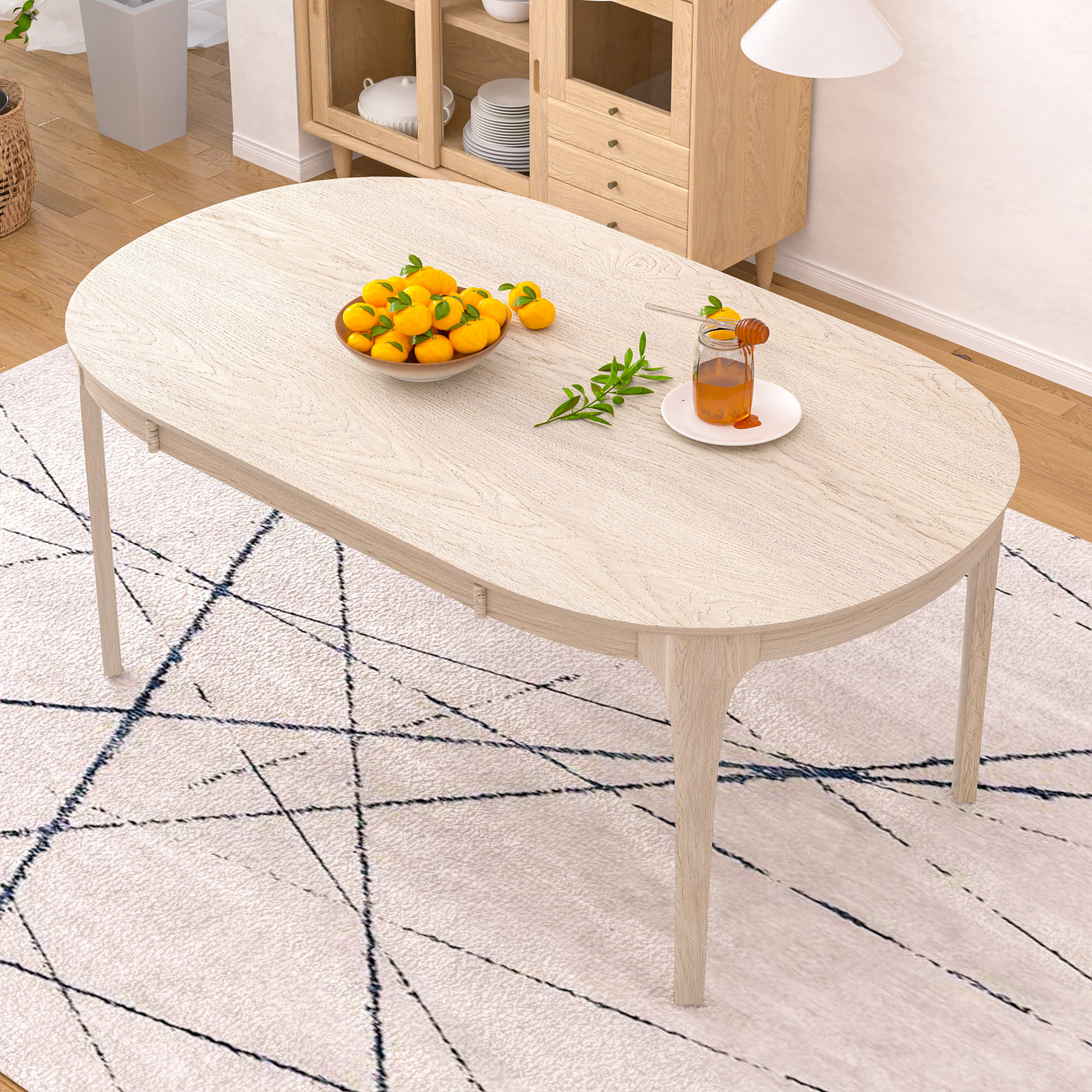 Latitude Run® Solid Wood Dining Table For 4-6 People, 71" Modern Wooden ...