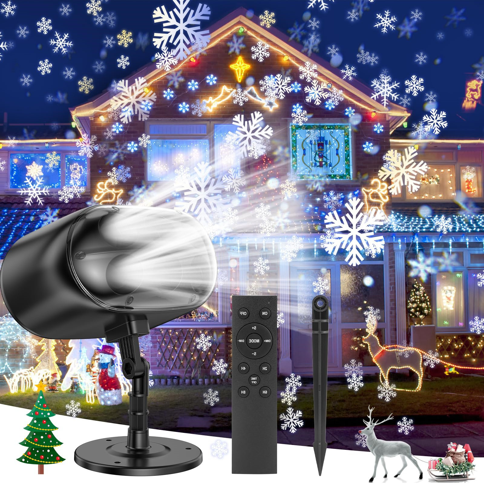 The Holiday Aisle® Snowfall LED Light Projector with Realistic Effects ...