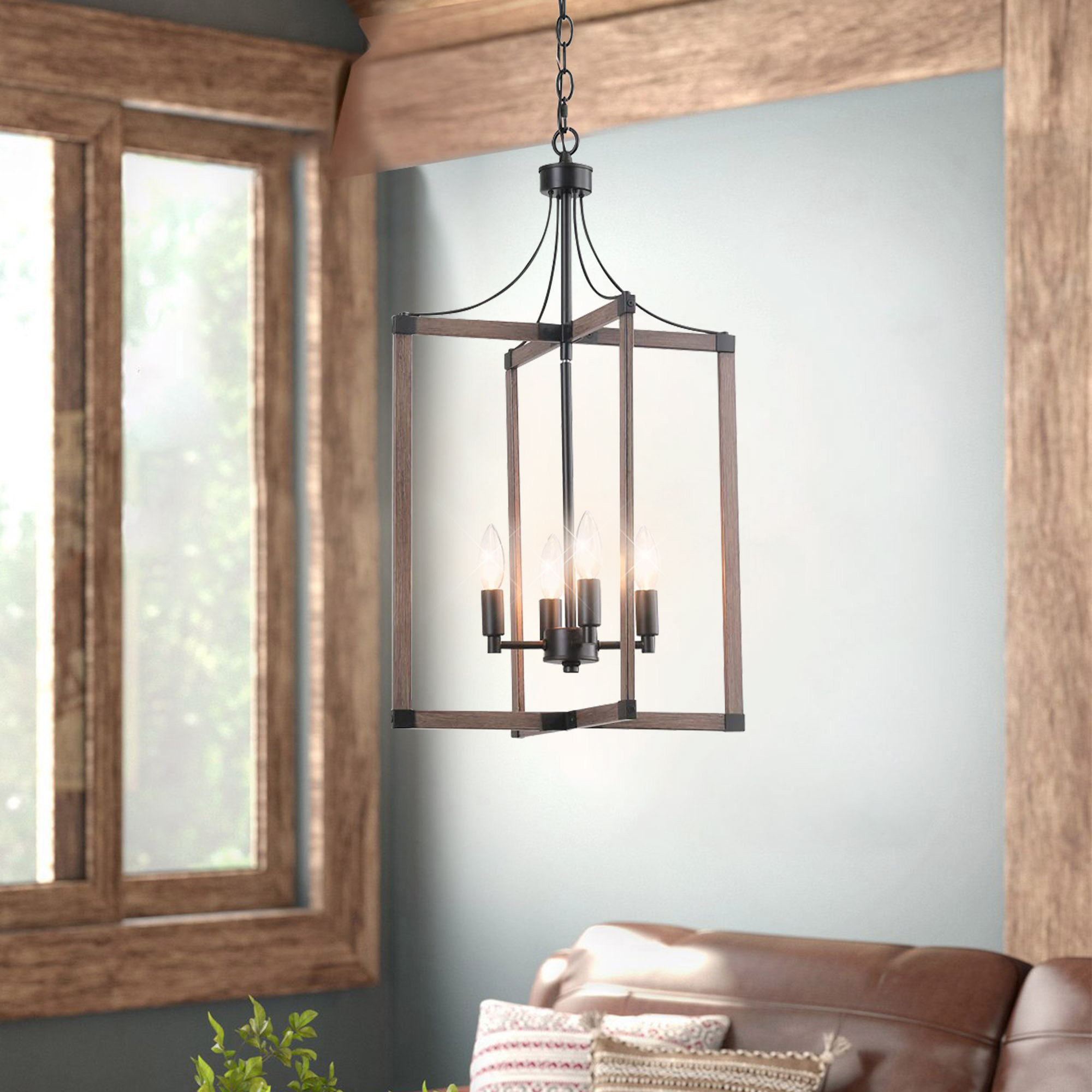 Gracie Oaks Livonia 4-Light Dimmable Lantern Chandelier Geometric ...