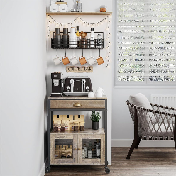17 Stories 3 Tiers Kitchen Coffee Cart With Drawer - Wayfair Canada