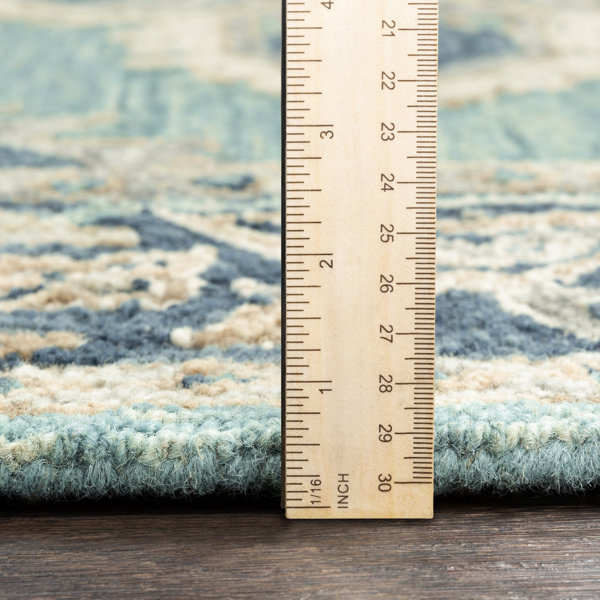 Mistana™ Teen Gracie Handmade Wool Teal/Navy Rug & Reviews | Wayfair