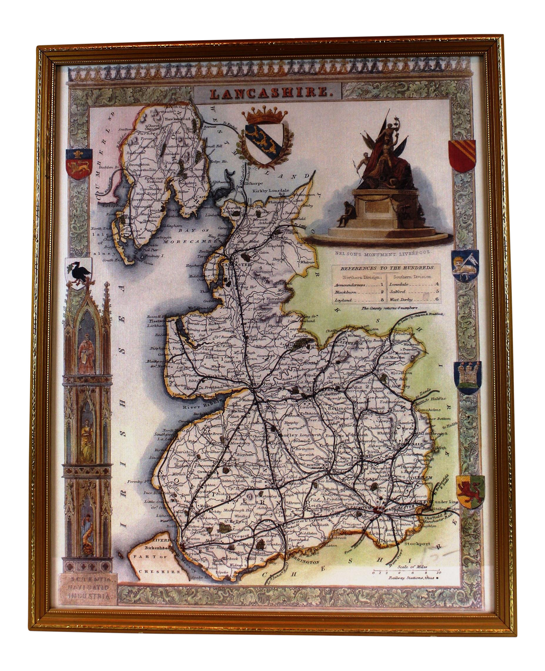 Pasargad NY Lancashire Map - Picture Frame Graphic Art | Wayfair