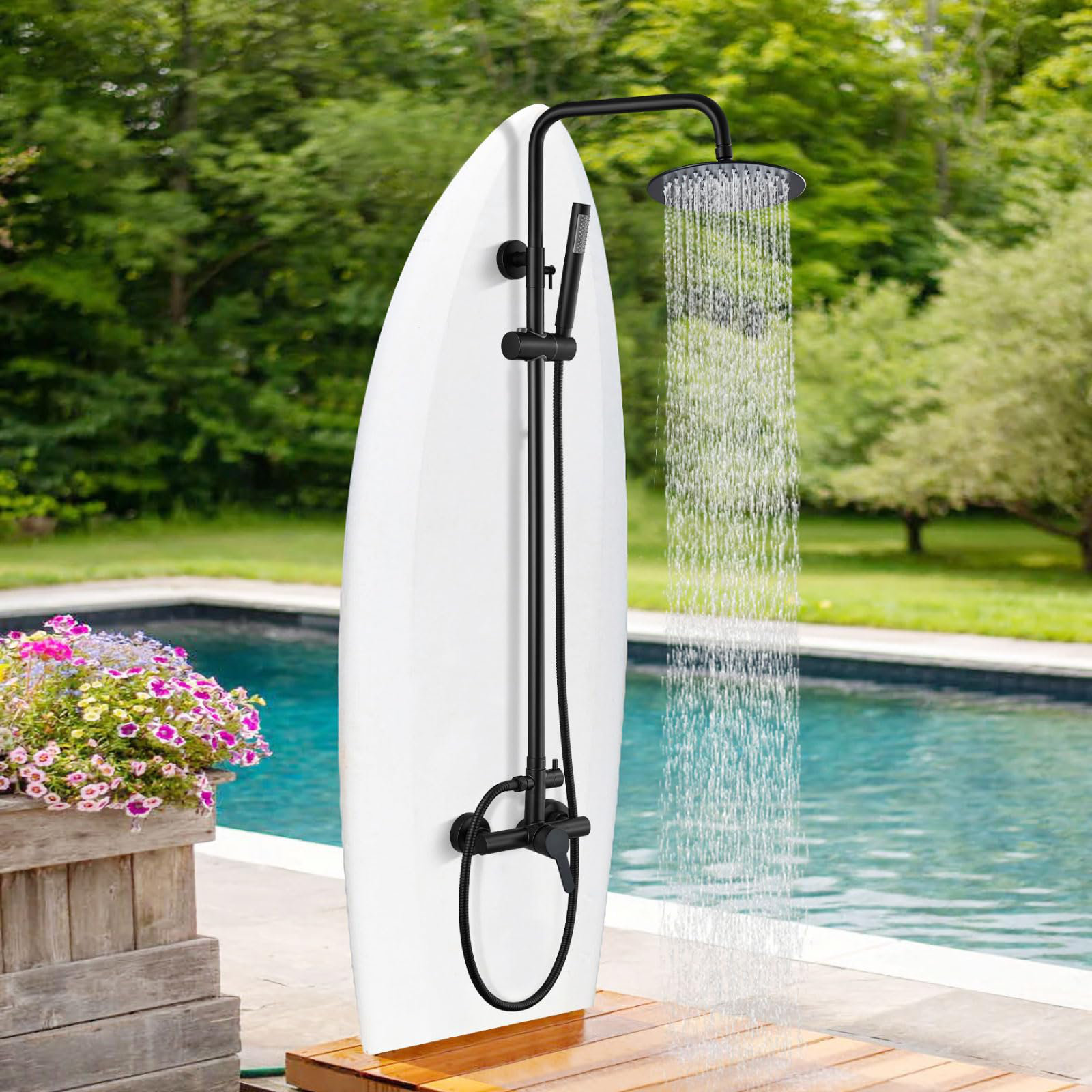 HANGZHOUQIHUI Outdoor Shower Fixtures SUS304 Stainless Steel Rain ...