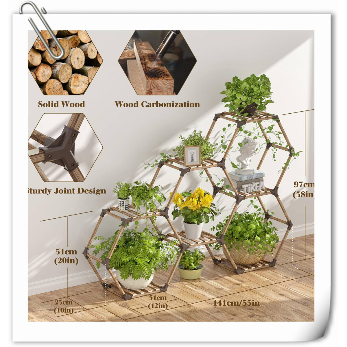 Arlmont & Co. Plant Stand Indoor Outdoor Hexagonal Plant Stand For ...