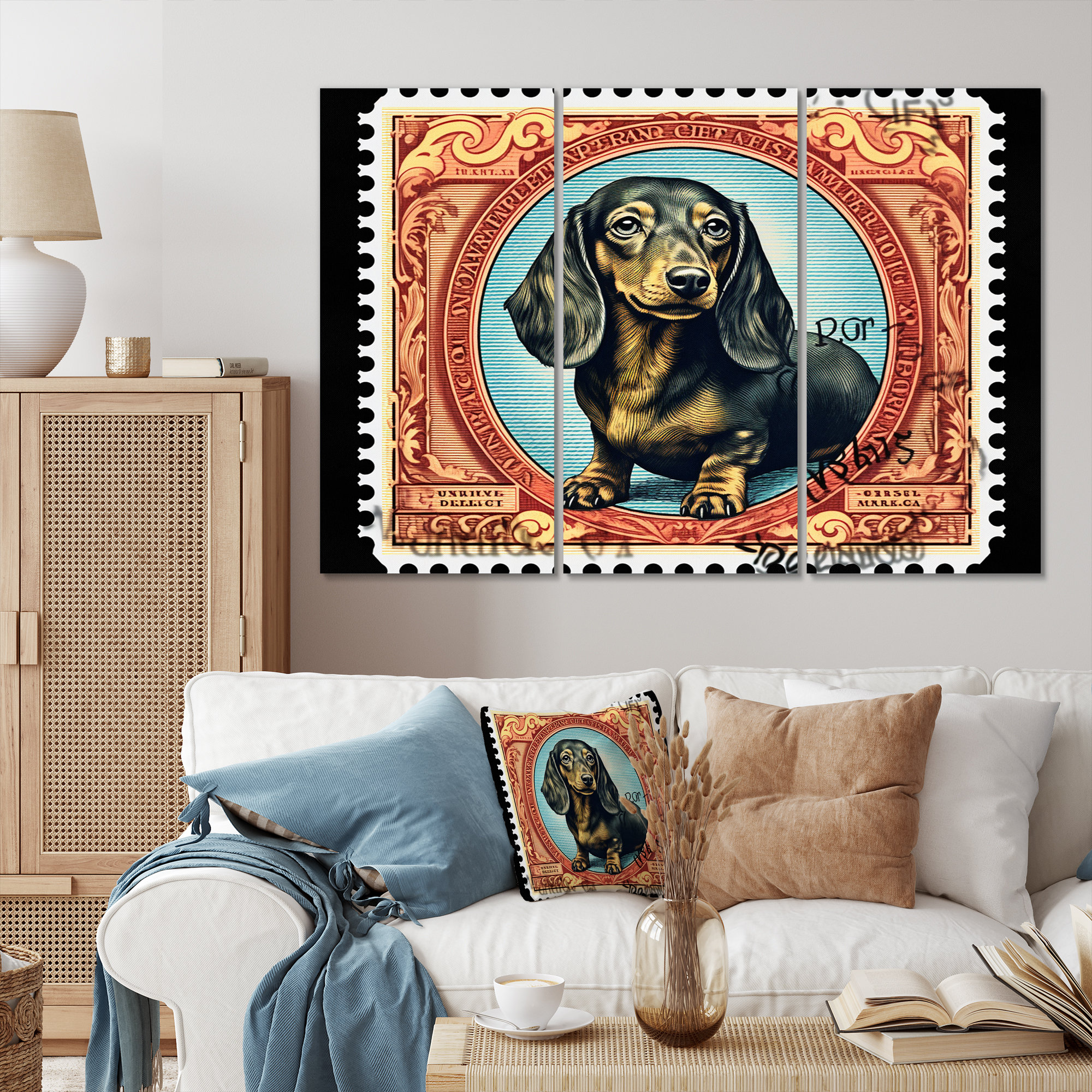 Design Art Retro Stamp Illustration Of Cute Dachshund III - Animals Dog ...