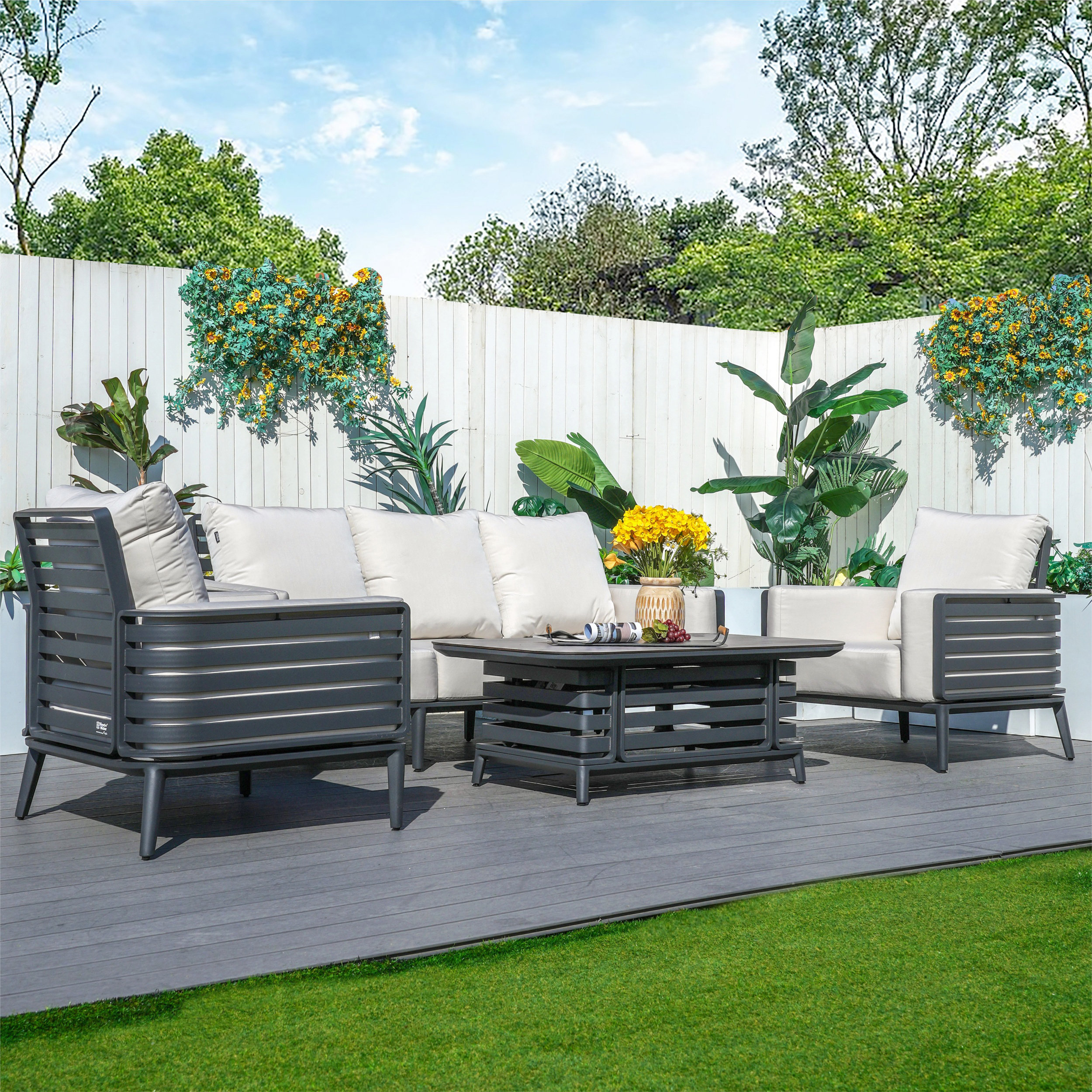 Corrigan Studio 5-person Outdoor Patio Aluminum Seating Group With ...