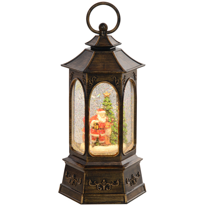 The Holiday Aisle® Lighted Christmas Snow Globe Lantern, Glitter Snow ...
