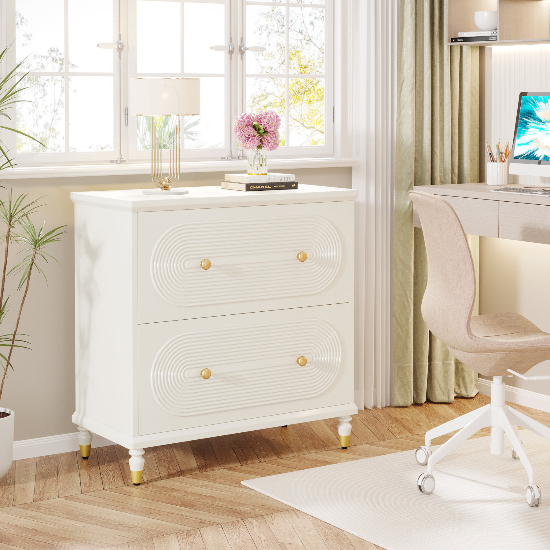 Mercer41 2-drawer Modern File Cabinet with Gold Legs - Wayfair Canada