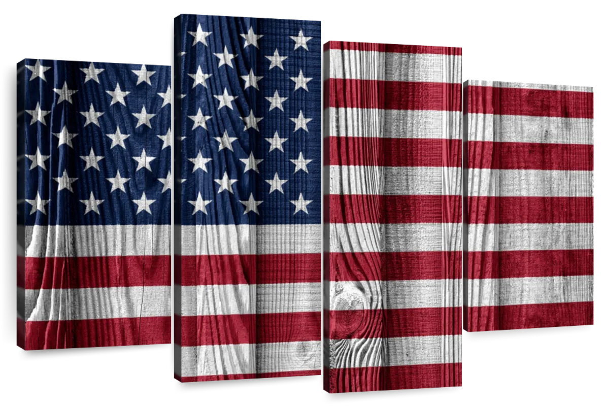 Ebern Designs Borges US Flag On Wooden Slats | Wayfair