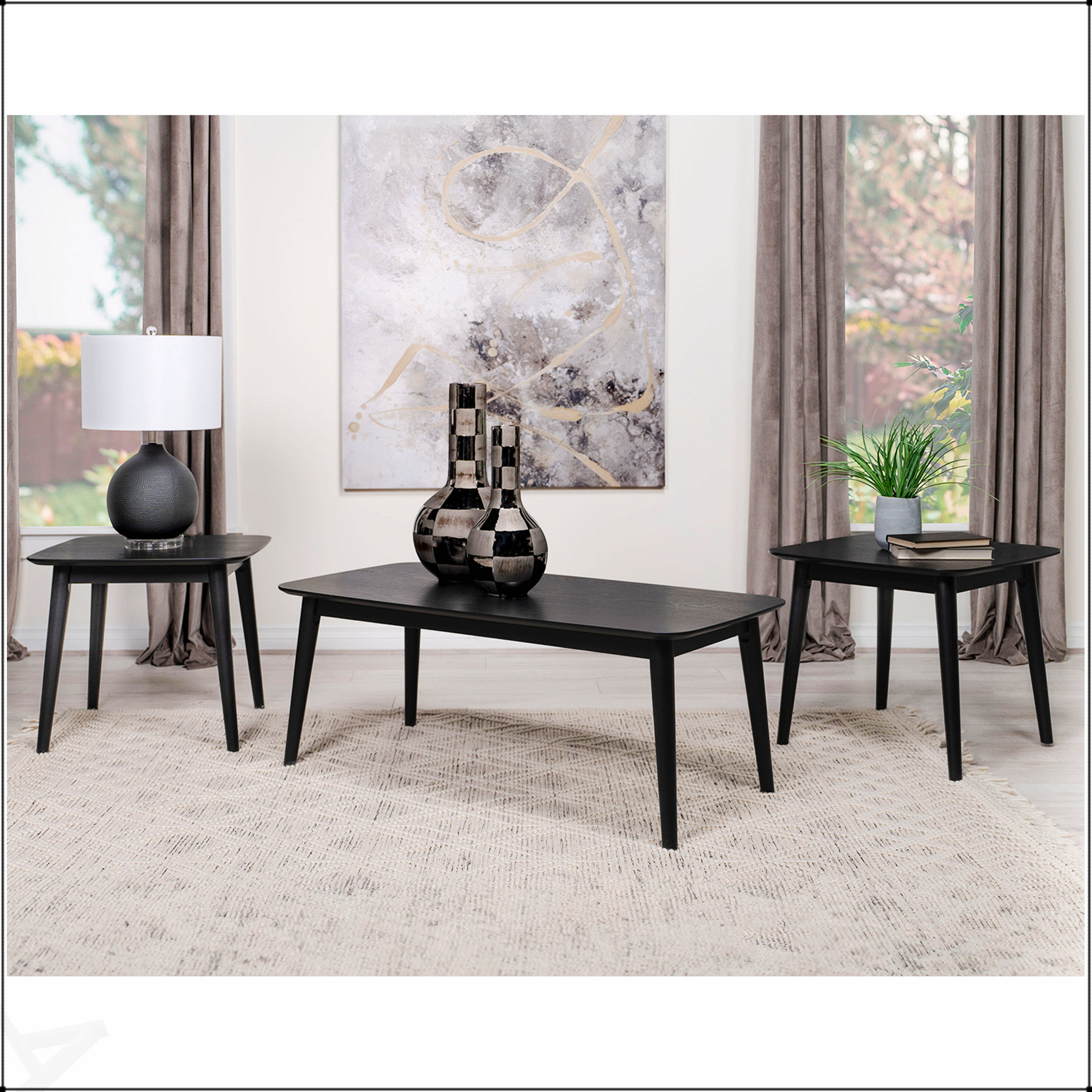Latitude Run® 3 Piece Rectangular Coffee Table Set with 45-Degree ...