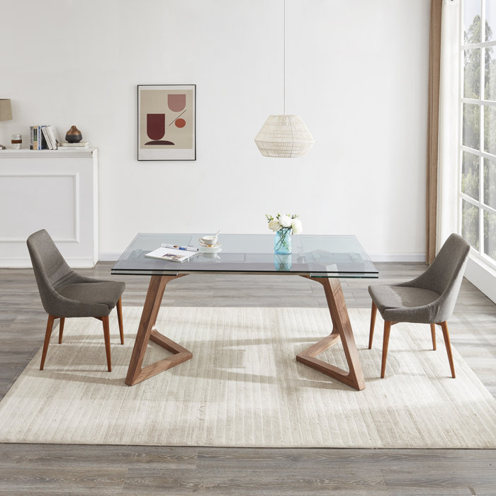 Orren Ellis Extendable Glass Top Dining Table & Reviews | Wayfair