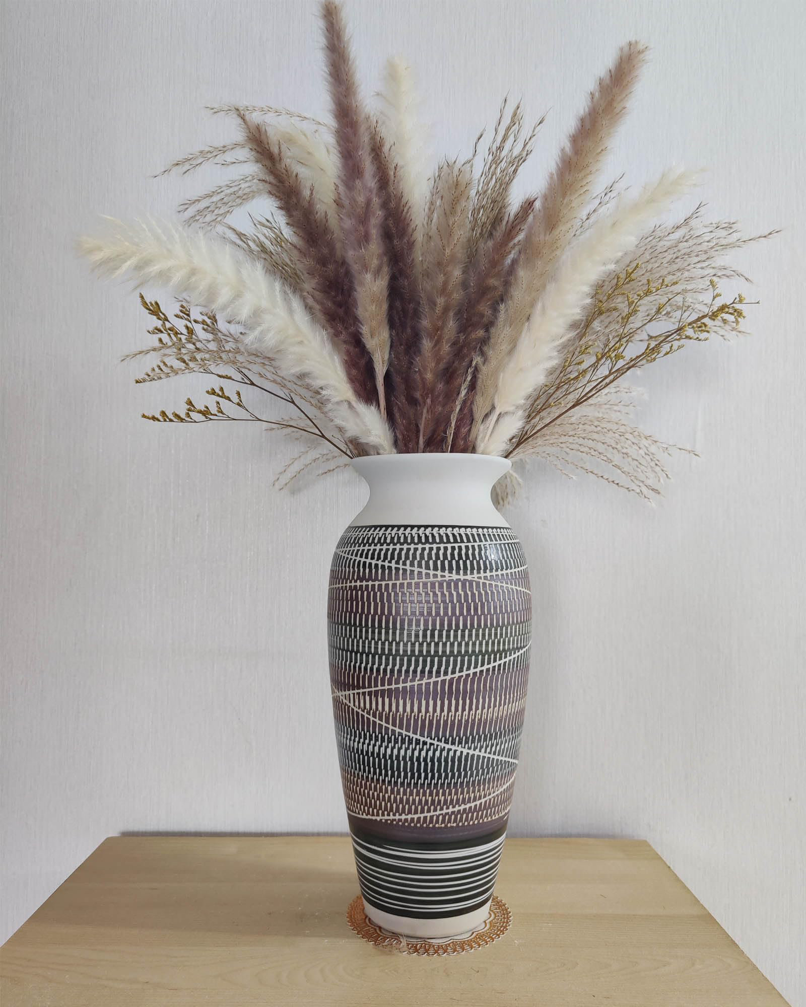 Bungalow Rose Ceramic Rustic Farmhouse Vase, 12.6" Large Vintage Flower ...