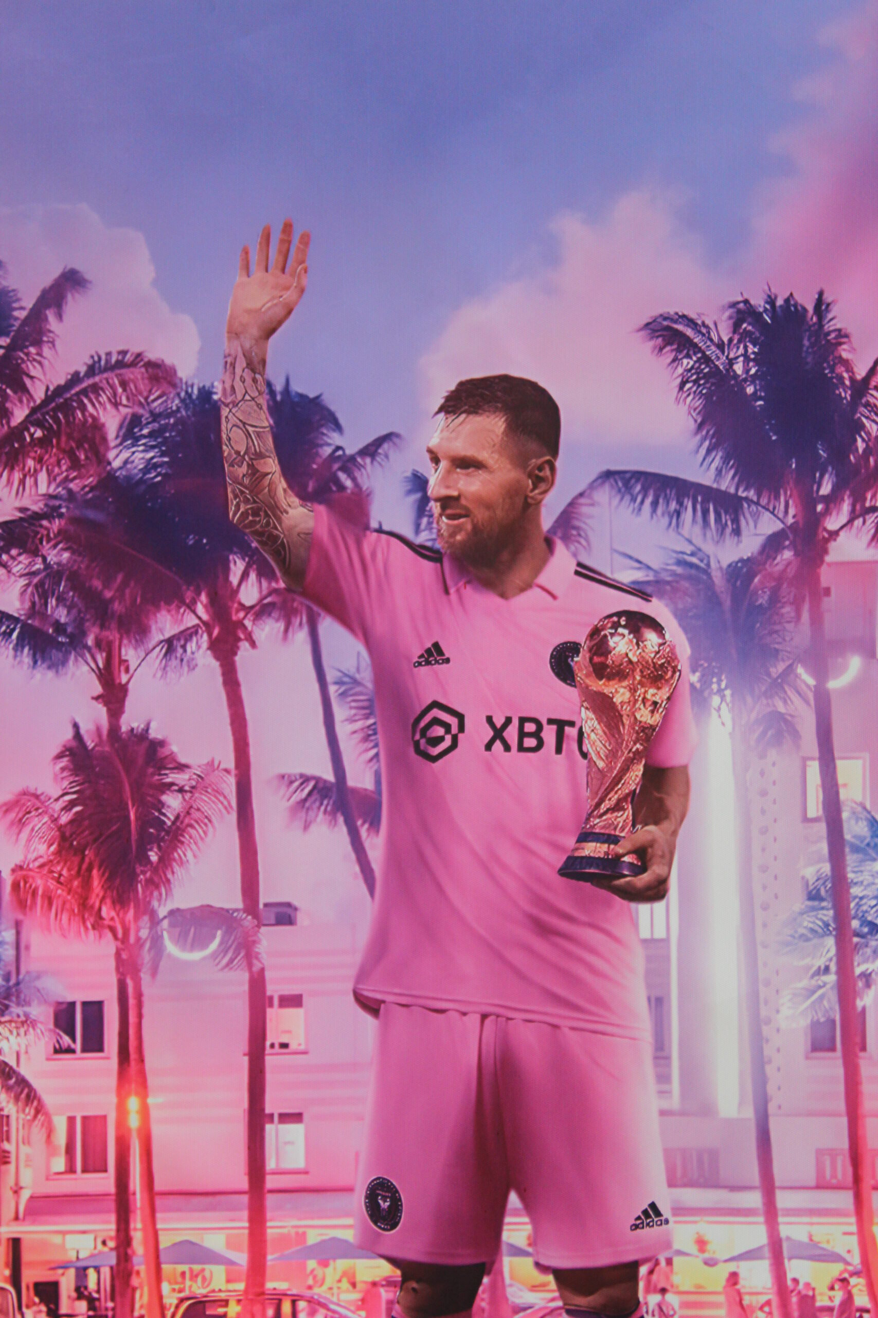 Nifao Collection Lionel Messi On Beach Neon Unframed Rolled Canvas 32 x ...