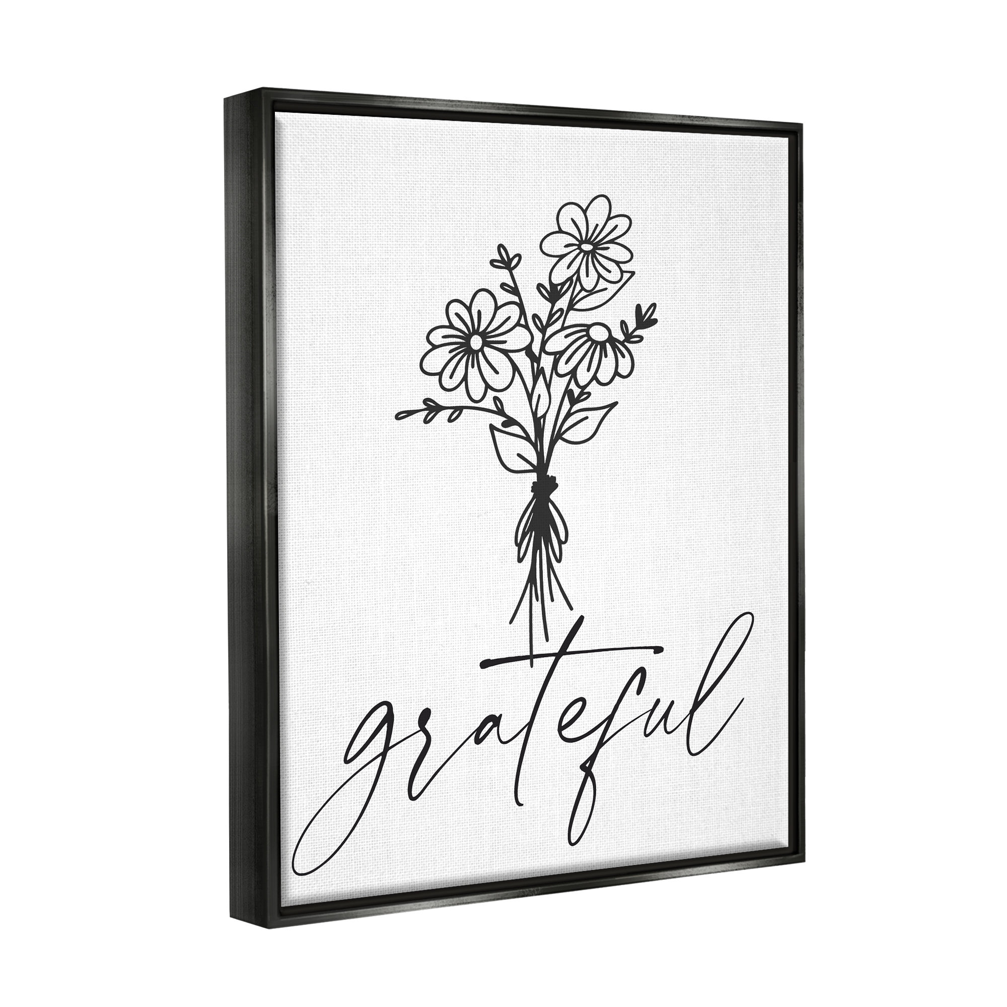 Stupell Industries Grateful Casual Script Calligraphy Floral Daisies ...