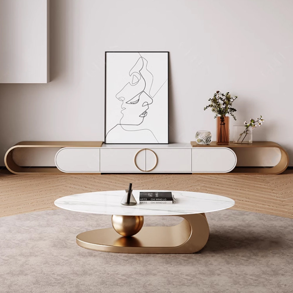 Wu's StylishVault Light luxury coffee table TV cabinet combination ...