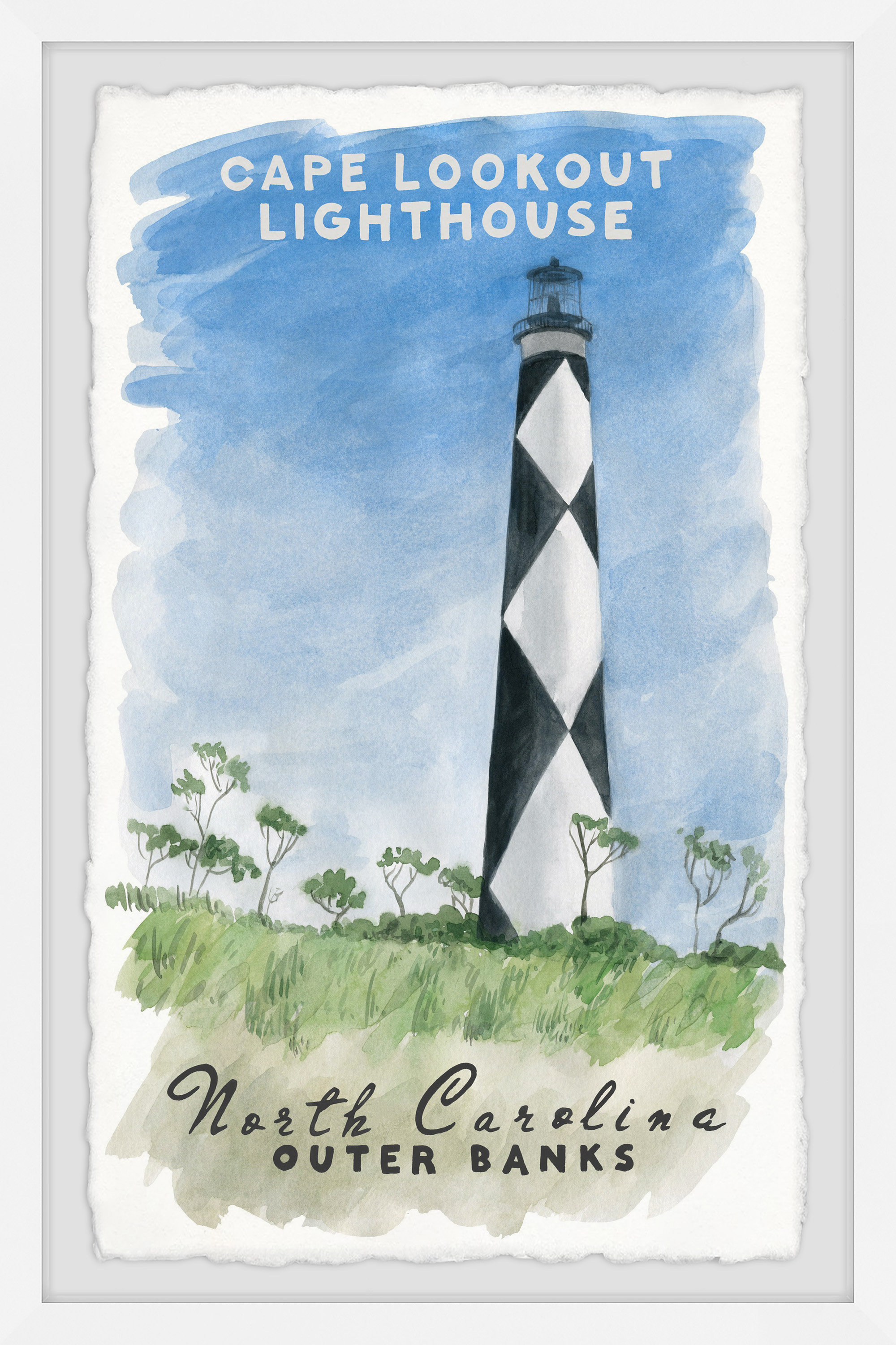 Breakwater Bay Cape Lighthouse - Picture Frame Advertisements Print on ...