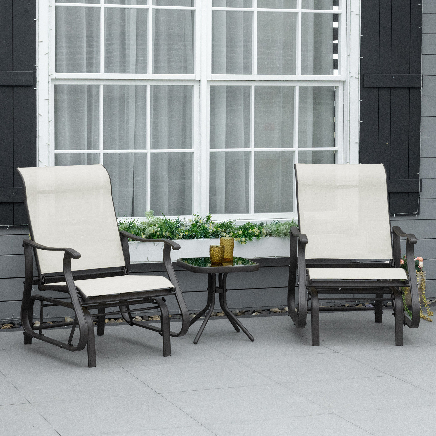 Red Barrel Studio Patio Gliders In Cream White - 3 With Steel Structure ...