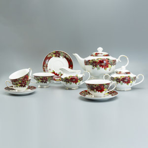 Grace's Tea Ware Porcelain Red Poinsettia 11-Piece Tea Set & Reviews ...