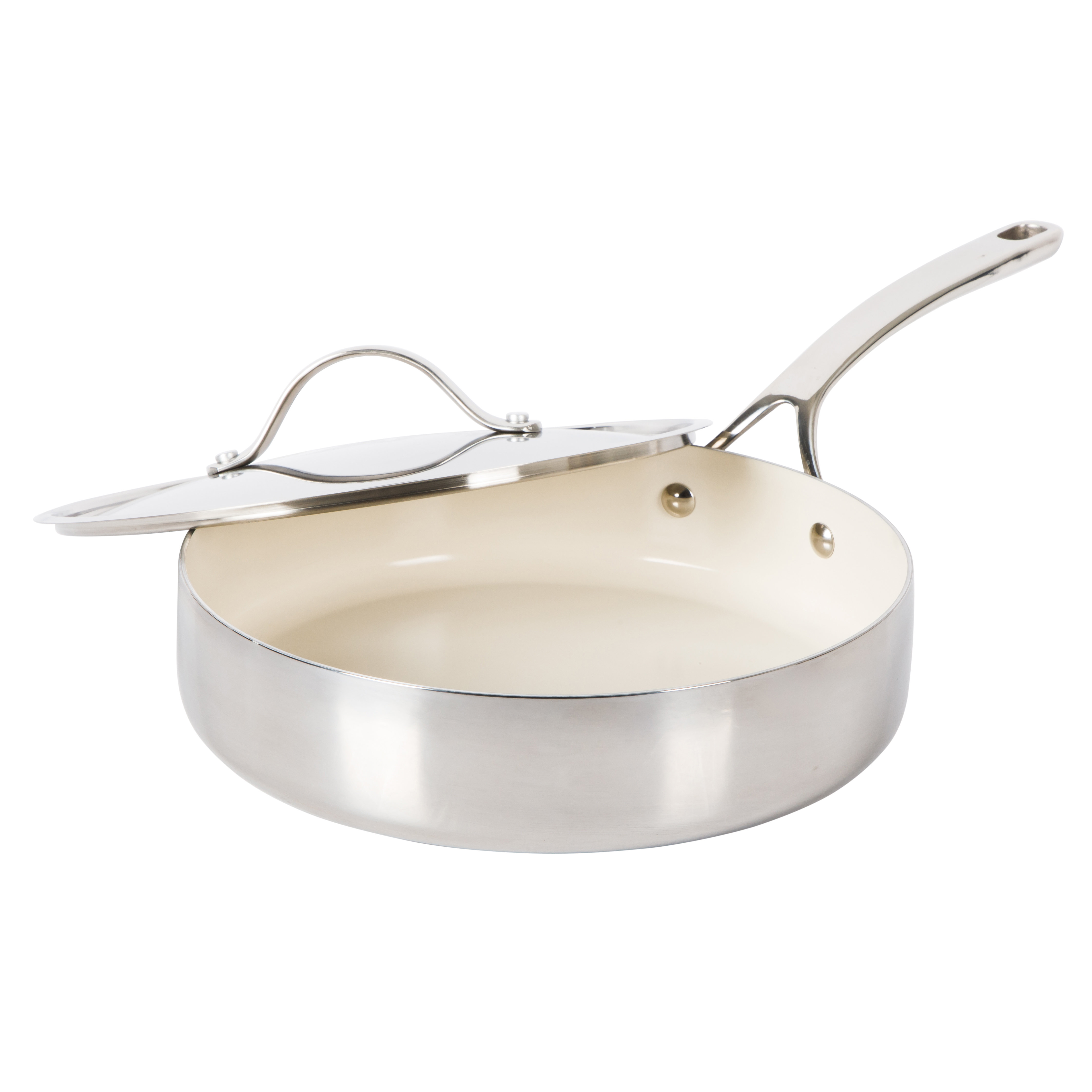 Bloomhouse 10 Inch Triply Stainless Steel Fry Pan W/ Lid W/ Non-Stick ...