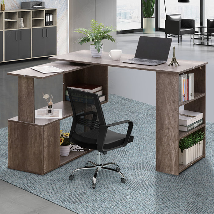 Latitude Run® 360 Degrees Rotating Computer Desk Office Desks L-Shaped ...