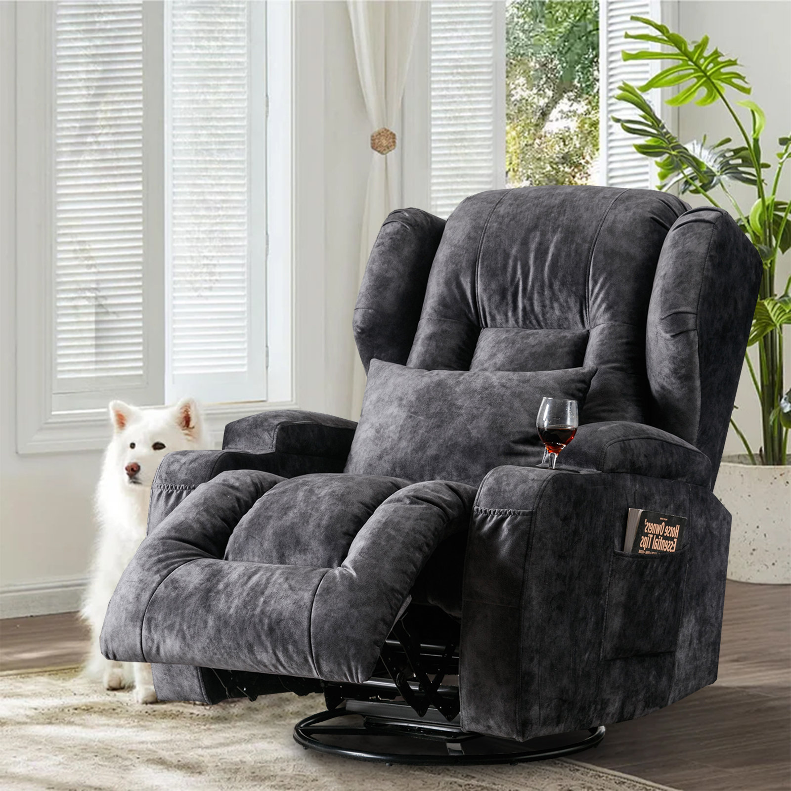 Red Barrel Studio® Tiossem Swivel Rocking Recliner Chair, Velvet Manual ...