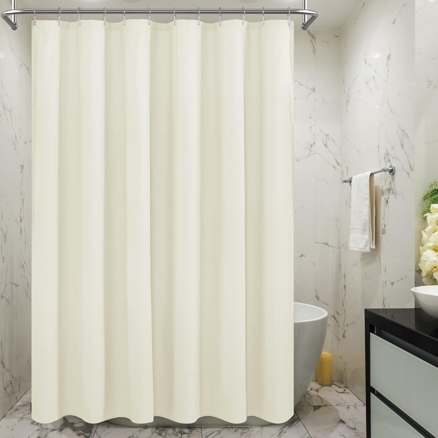 Latitude Run® Embossed Microfiber Shower Curtain Liner 71 X 96 Inches ...