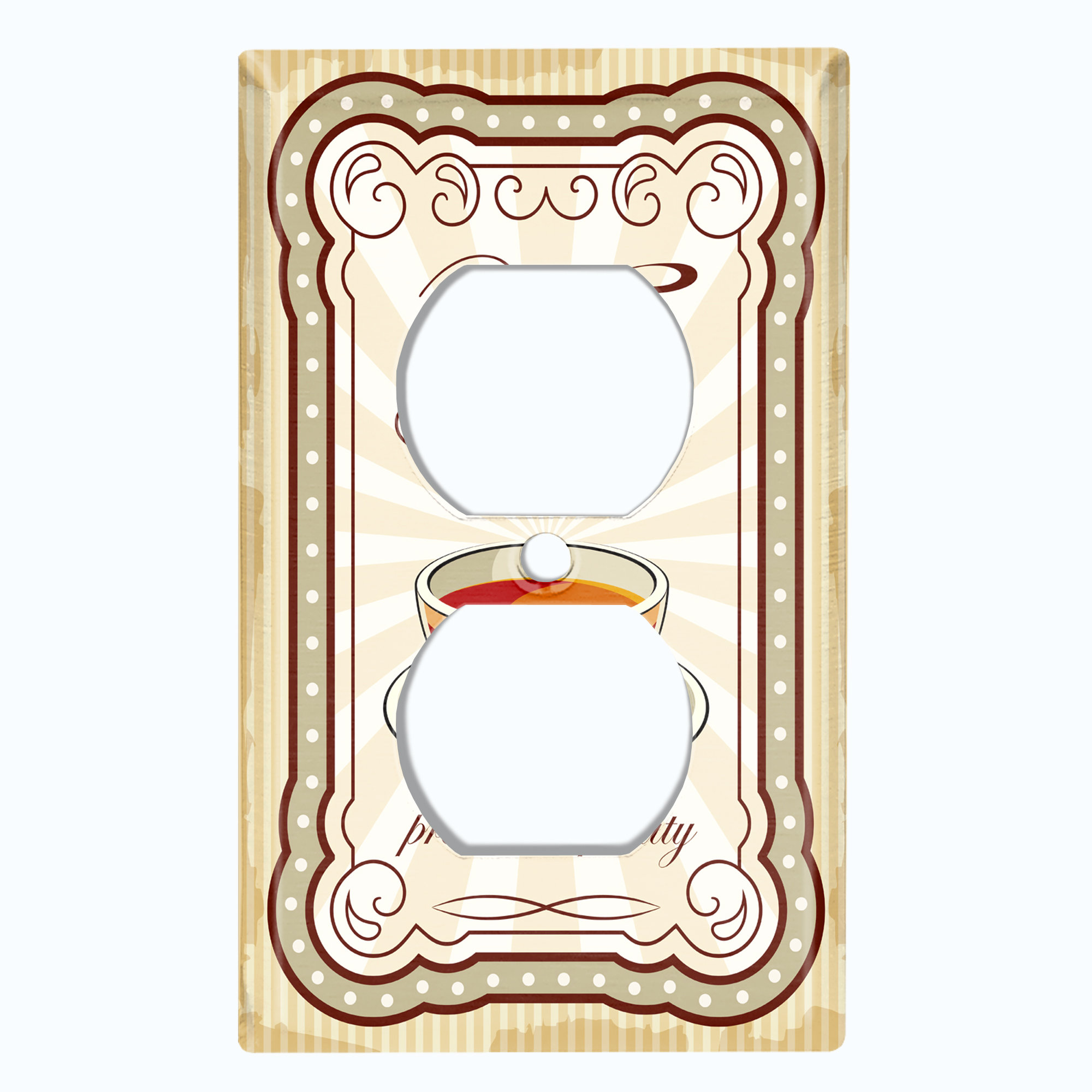 WorldAcc Metal Light Switch Plate Outlet Cover (Tea Cup Tan Frame ...