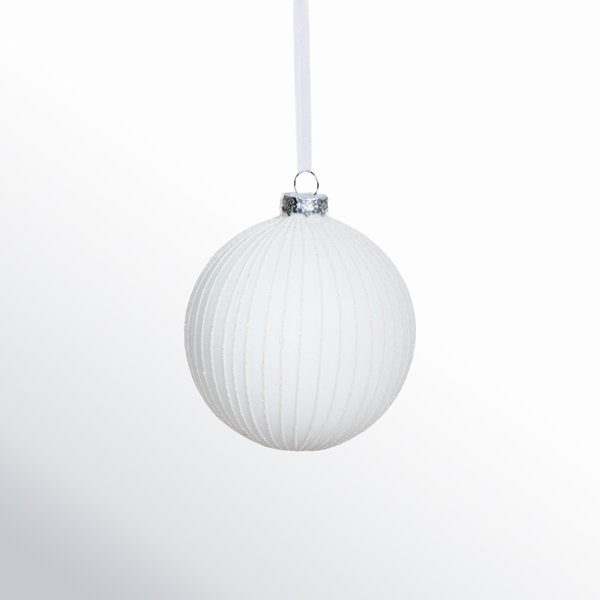 Nordic Noel Glistening Snowdrift Glass Ball Ornament | Birch Lane
