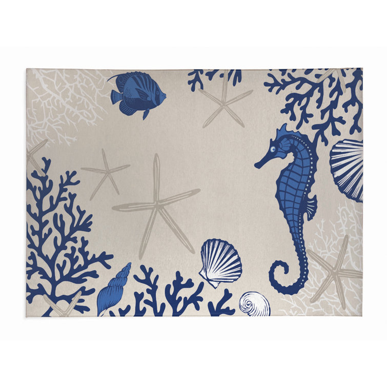 Bay Isle Home Coral & Seahorse Outdoor Rug | Wayfair