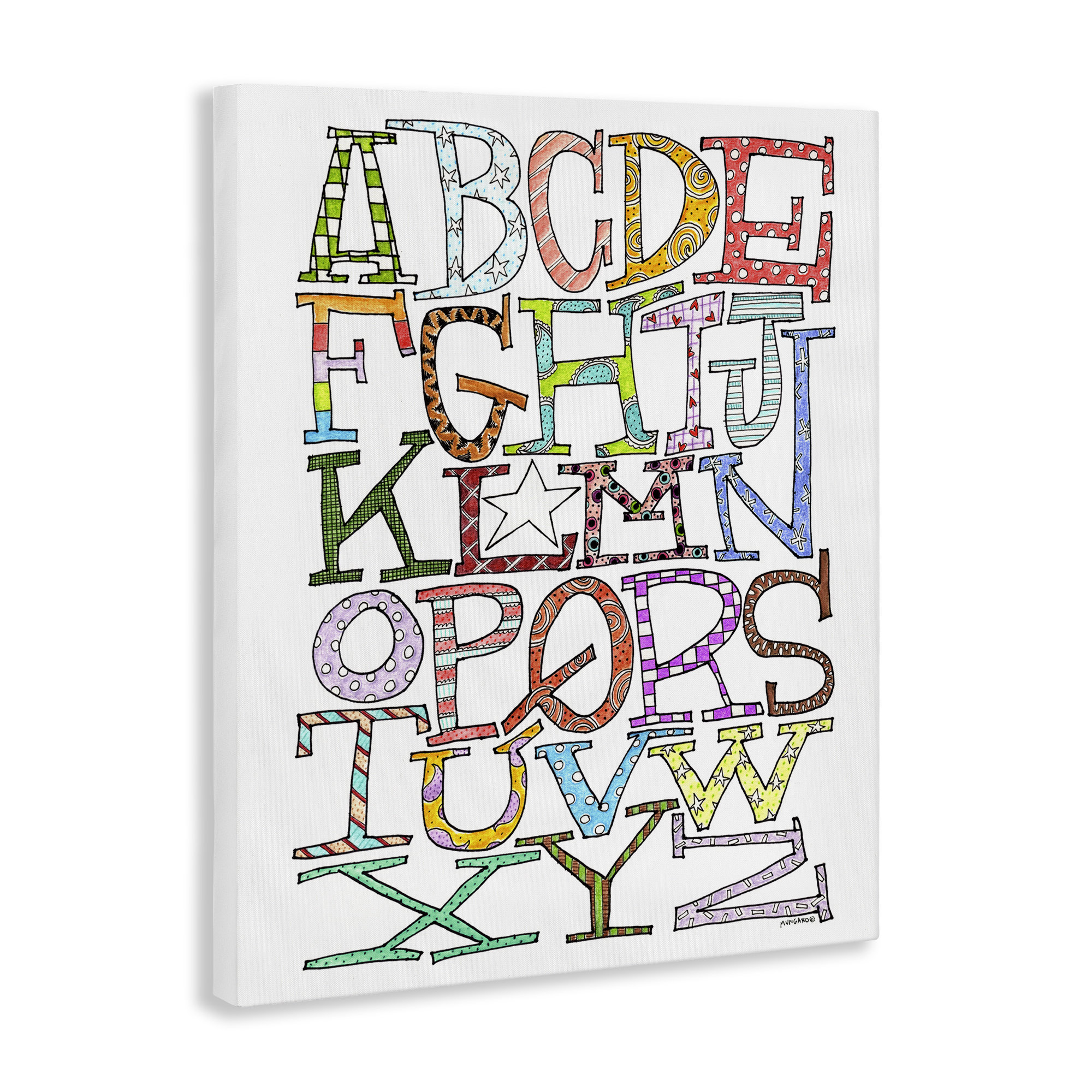Trinx Whimsical Patterned Letters Canvas Wall Art by Marley Ungaro ...