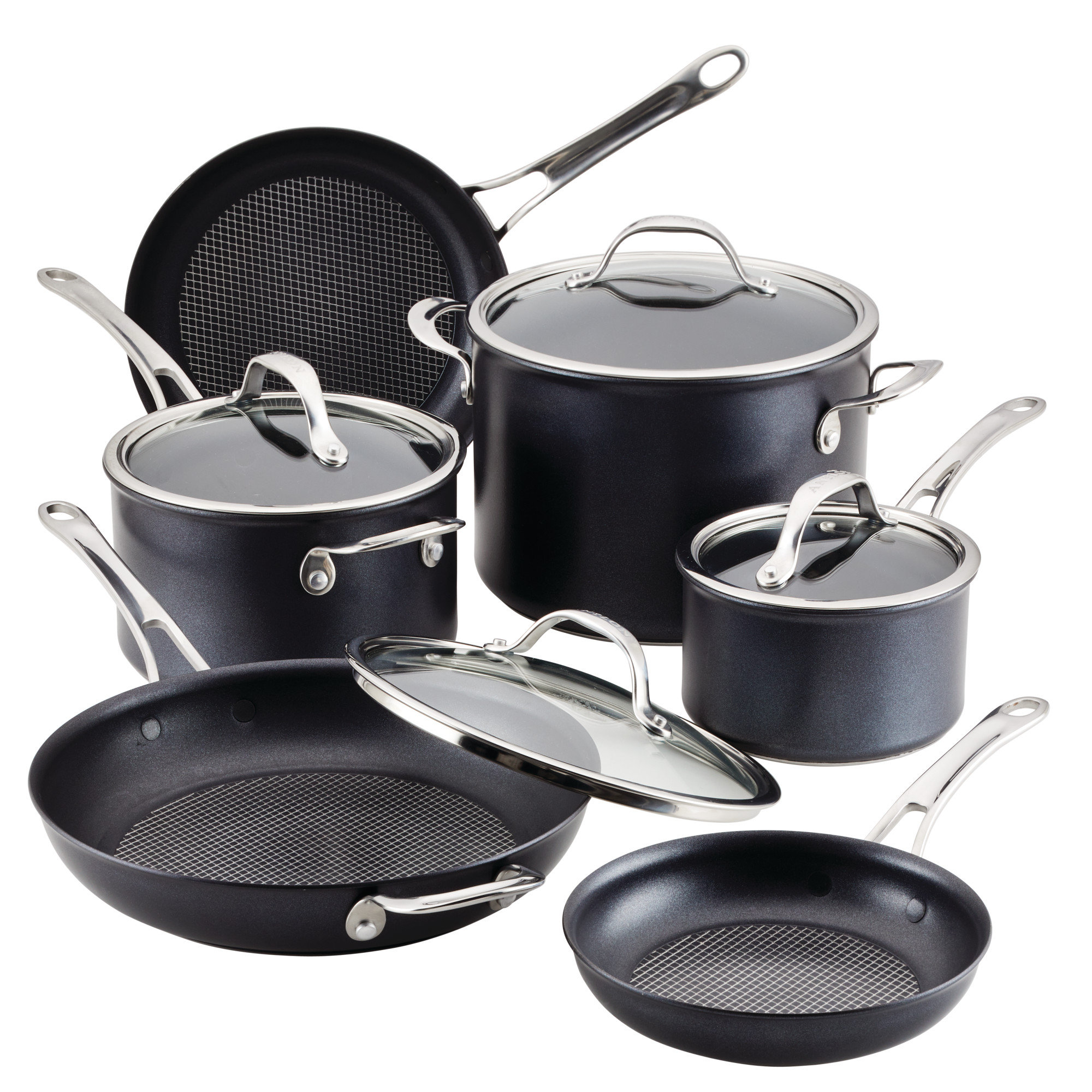Anolon X Hybrid Nonstick Cookware Induction Pots and Pans Set, 10 Piece ...